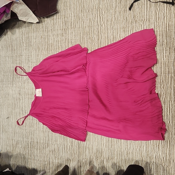 Parker | Dresses | Hot Pink Pleated Parker Mini Dress With Adjustable ...